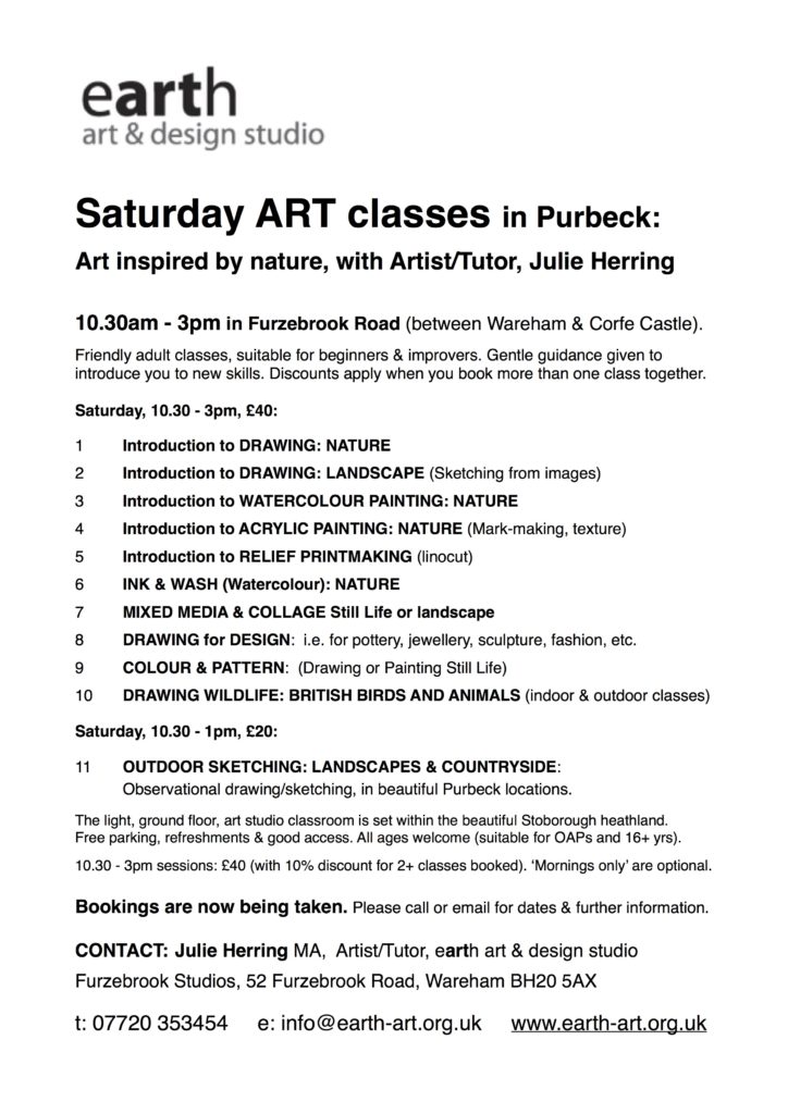Poster 3 Saturday classes 2020 poster - earth-art
